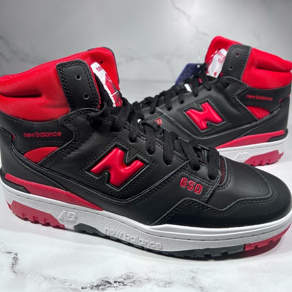 New Balance | Shoes | New Balance 65 Black Red Pack Leather High Top ...